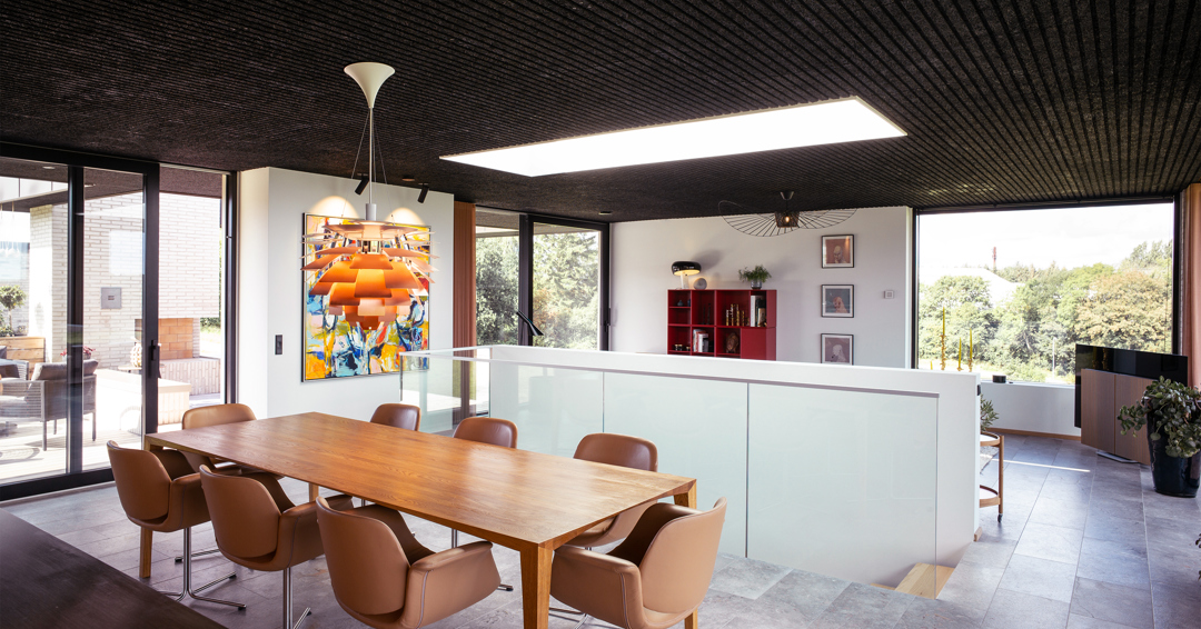 This home in Hadsten, Denmark, uses the open landscape, while Troldtekt ...